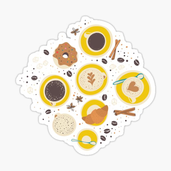 "Coffee upper view seamless" Sticker for Sale by Lidiebug | Redbubble