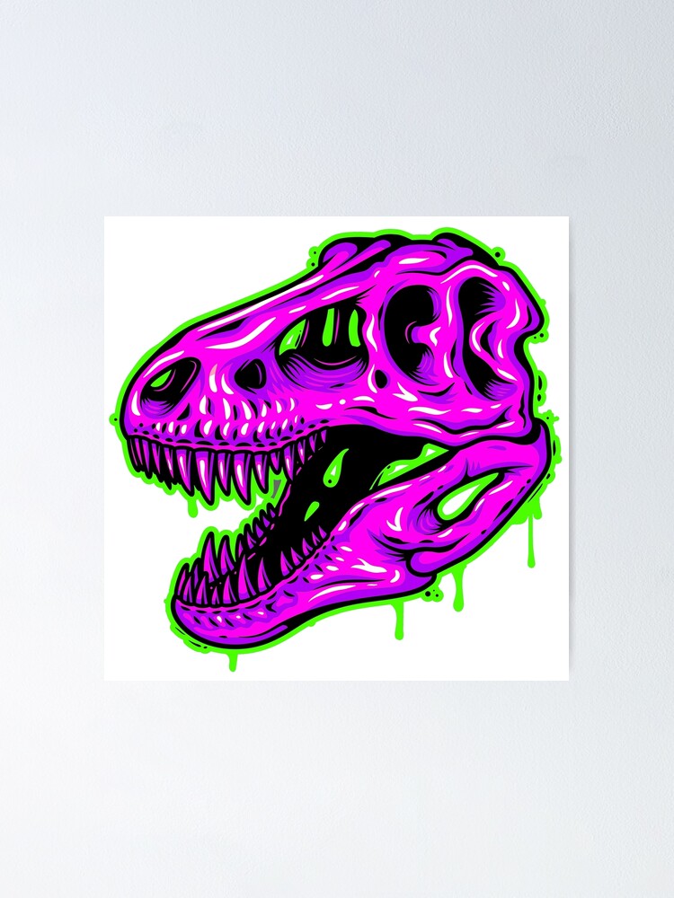"Graffiti Pink T-Rex Skull" Poster for Sale by Lil-Bit-Batty | Redbubble