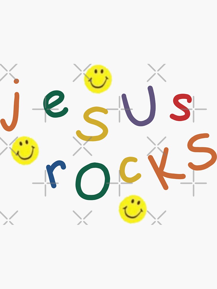 "Jesus Rocks Retro" Sticker for Sale by Kaley Hoggle | Redbubble