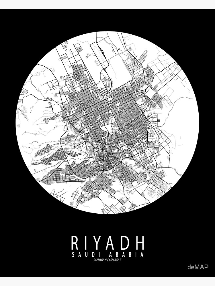 "Riyadh City Map of Saudi Arabia - Full Moon" Art Print for Sale by ...