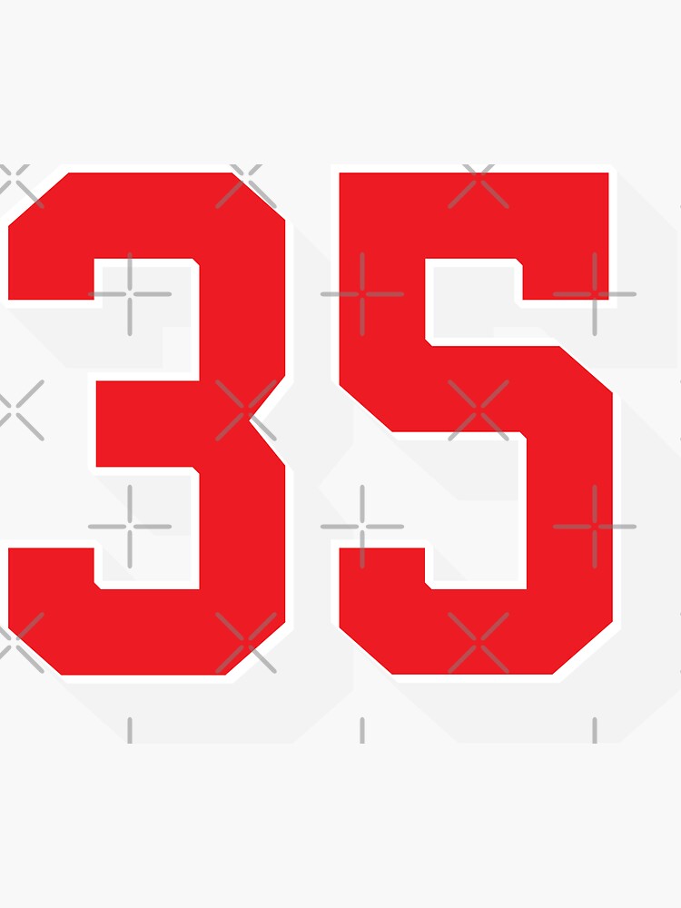 "Jersey Number 35 red" Sticker by jiromie | Redbubble