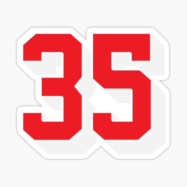 "Jersey Number 35 red" Sticker by jiromie | Redbubble