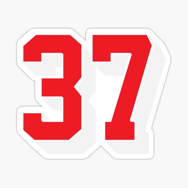 "Jersey Number 37 red" Sticker by jiromie | Redbubble