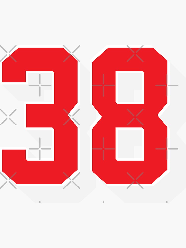 "Jersey Number 38 red" Sticker by jiromie | Redbubble