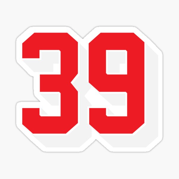 "Jersey Number 39 red" Sticker by jiromie | Redbubble