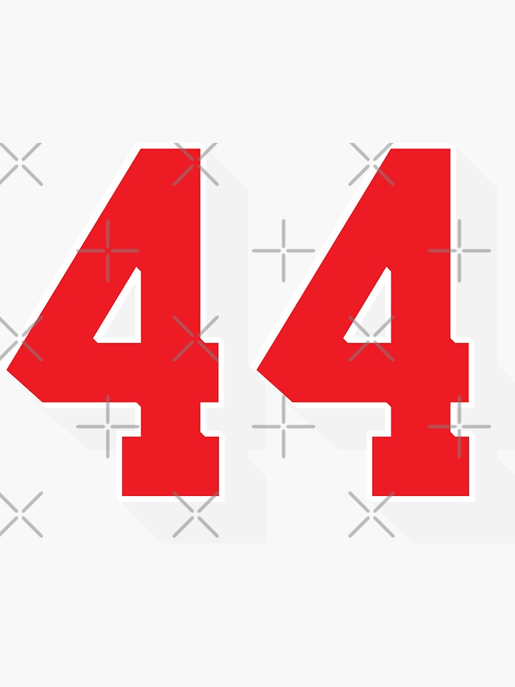 "Jersey Number 44 red" Sticker by jiromie | Redbubble