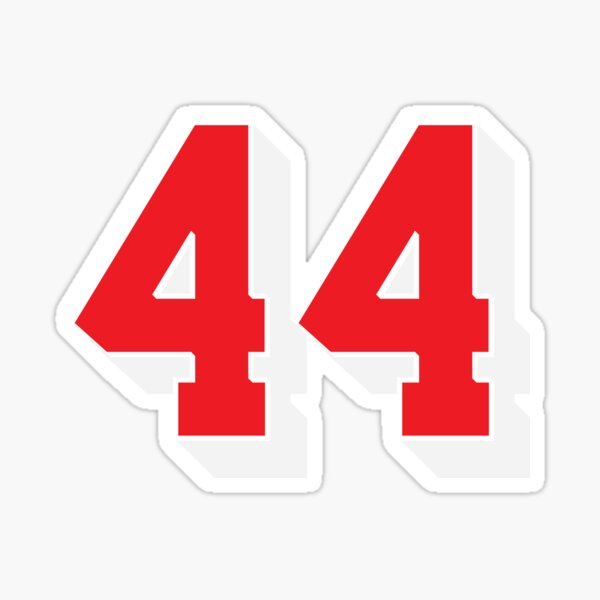 "Jersey Number 44 red" Sticker by jiromie | Redbubble