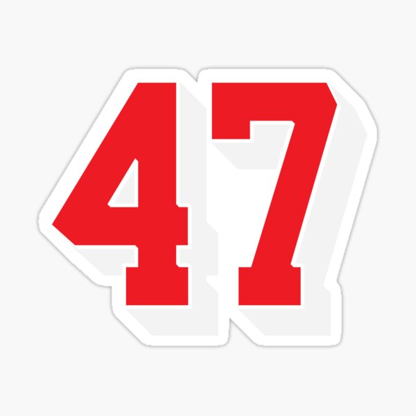 "Jersey Number 47 red" Sticker by jiromie | Redbubble