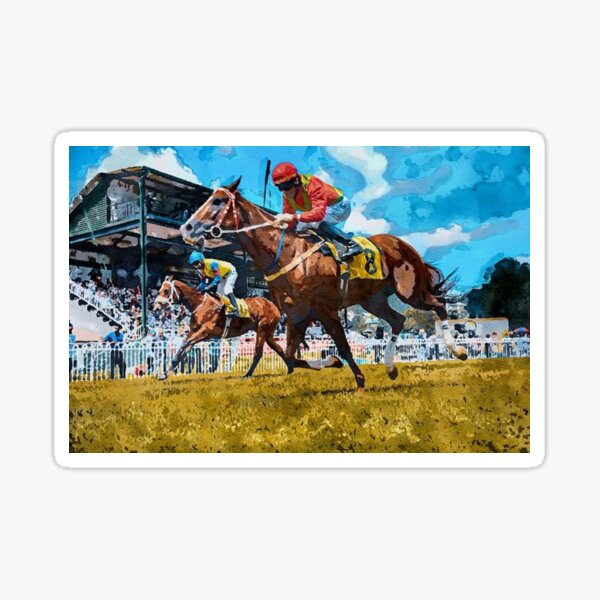 "Horse racing painting aesthetic " Sticker by liveperfect | Redbubble