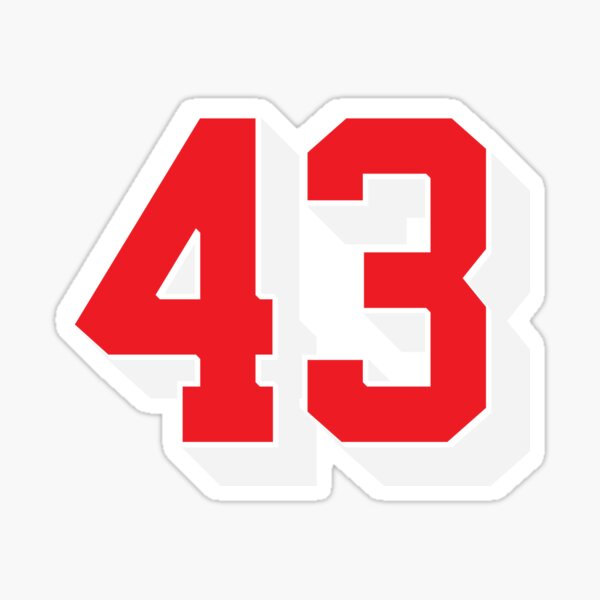 "Jersey Number 43 red" Sticker by jiromie | Redbubble