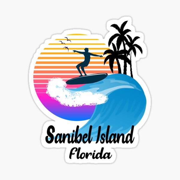 "Sanibel Island Florida Seaside Retro Sunset" Sticker by mountainadora ...