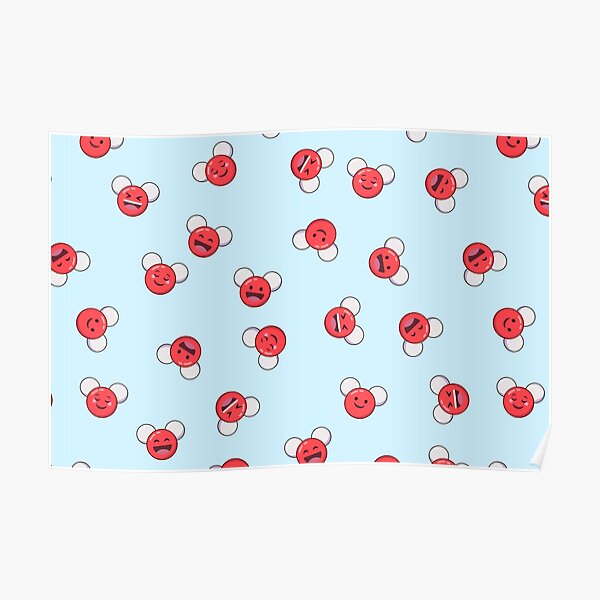 "Cute Water Molecules Emoji Pattern" Poster for Sale by cutescience ...