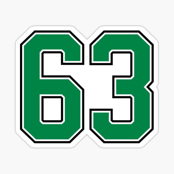 "63 number, green lucky sports sixty three" Sticker by ArtIsParty ...
