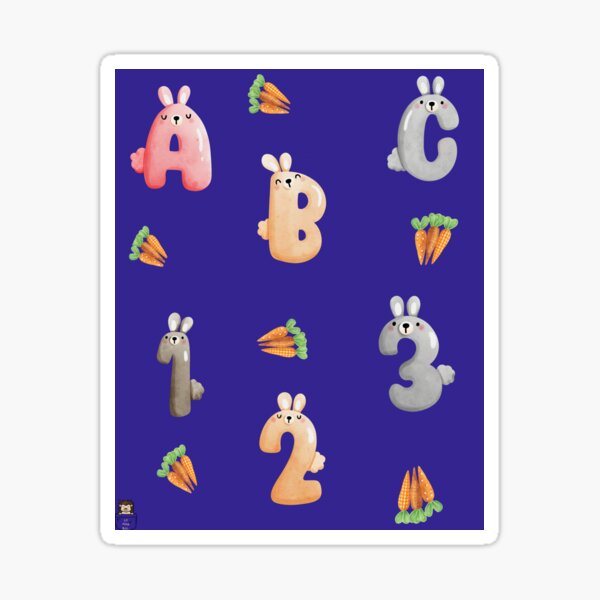 "Bunny Alphabet and Numbers Design" Sticker by ForscarlettPub | Redbubble
