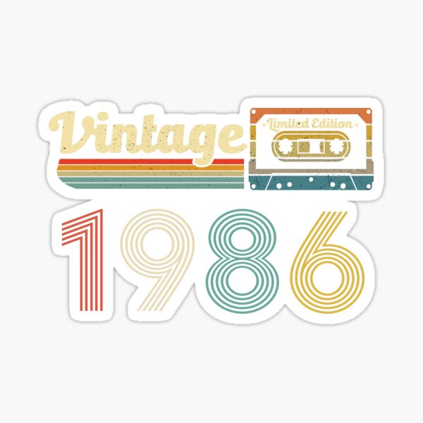 "Vintage 1986 36th Birthday 36 Years Old Gift Cassette Tape" Sticker by ...