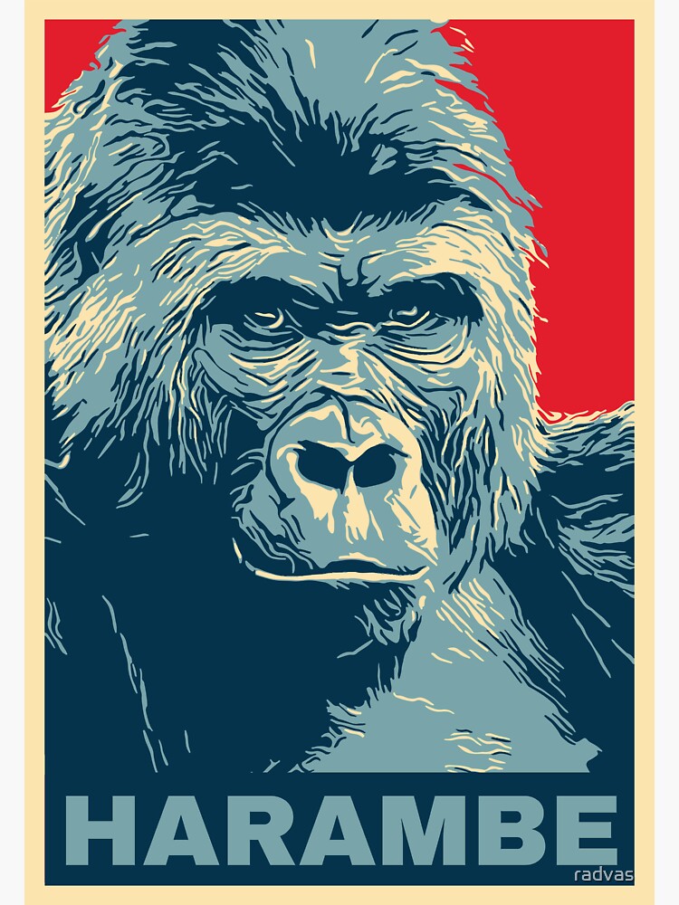 "Harambe" Sticker for Sale by radvas | Redbubble