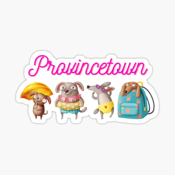 "Provincetown - Dogs at the Beach Pretty Pink" Sticker by WigOutlet ...