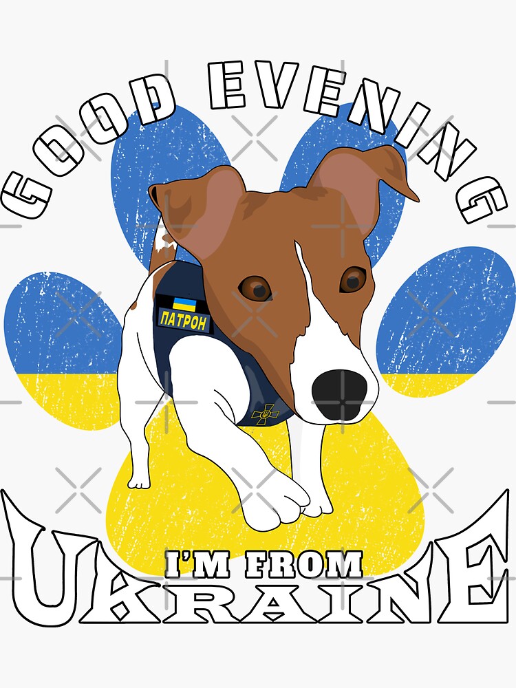 "Patron Ukrainian Dog Paw, Good Evening I'm From Ukraine" Sticker by ...