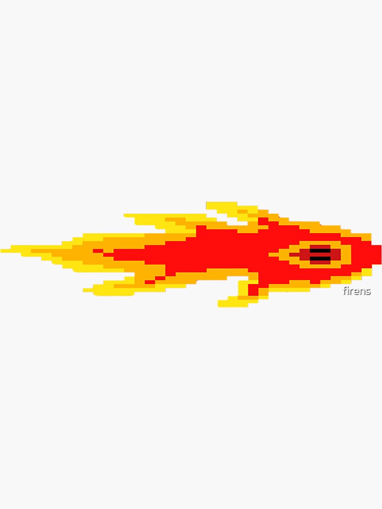 "red fireball pixel art" Sticker for Sale by firens | Redbubble