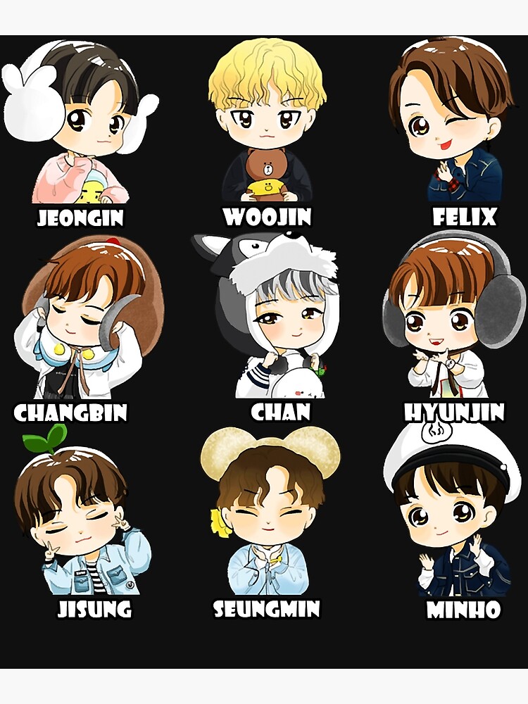"Kpop stray kids chibi all members classic t shirt" Poster for Sale by ...