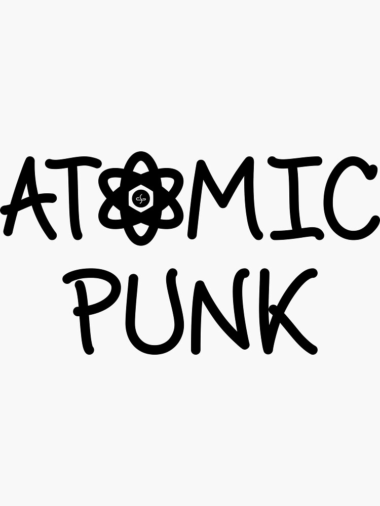 "Atomic Punk (black) written in ScanoHand font by Glenn Scano" Sticker ...