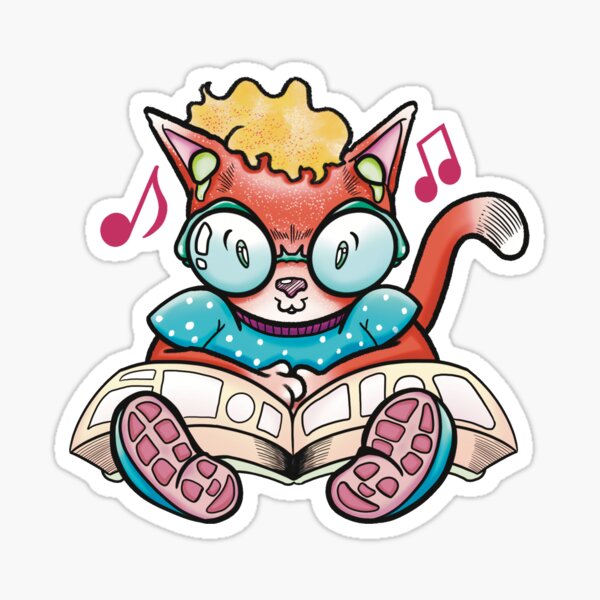 "Nerd Cat Reads Comics" Sticker by kitaparnell | Redbubble