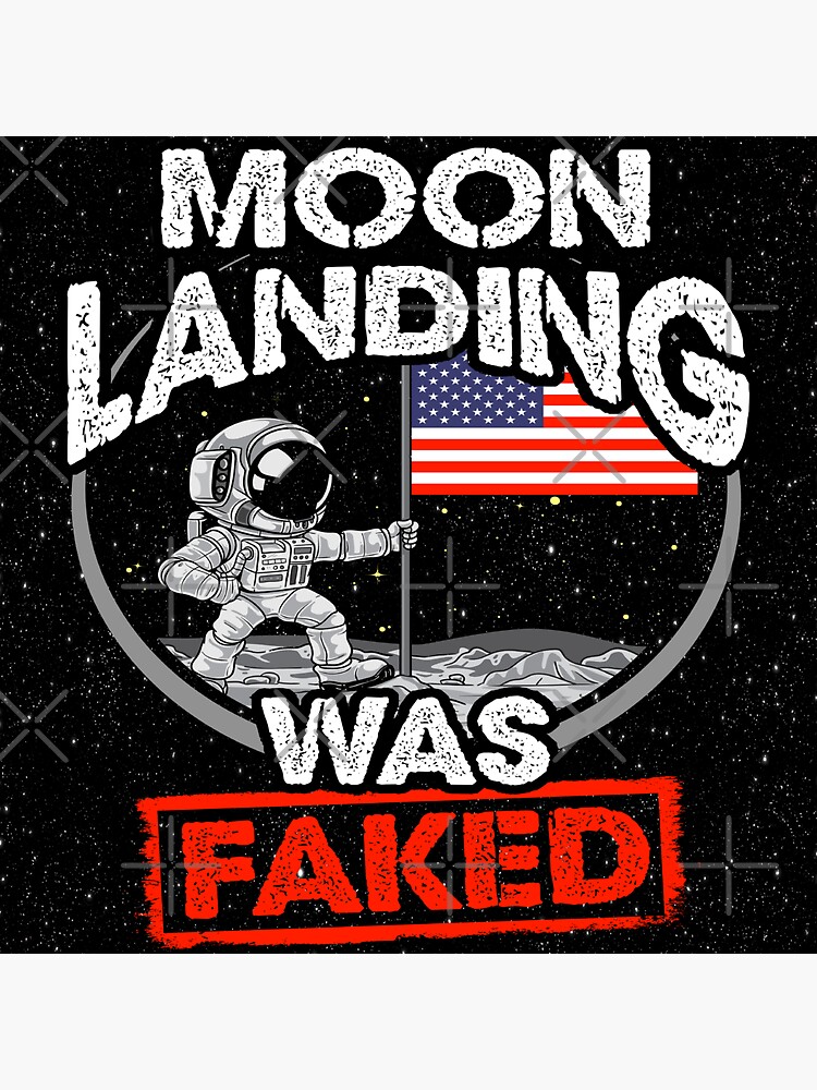 "Moon Landing Was Faked Funny Space Design" Sticker by KyuCee | Redbubble