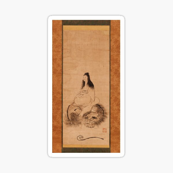 "Monju on a Lion (Enhanced)" Sticker by NihArtStore | Redbubble