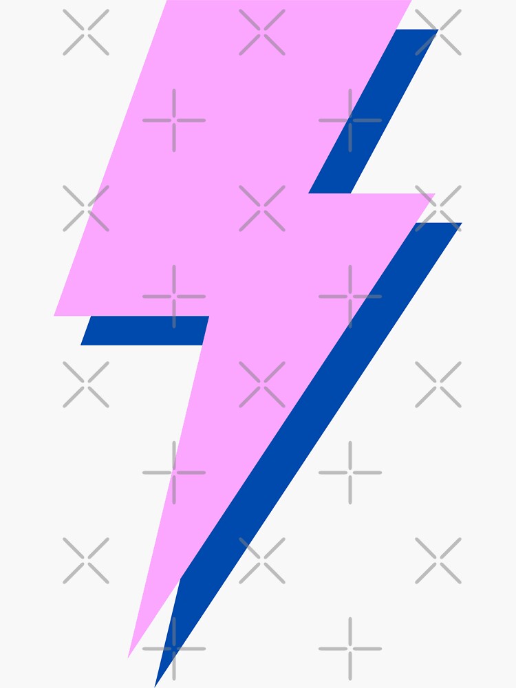 "Preppy pink and blue lightning bolt" Sticker by Suusck | Redbubble