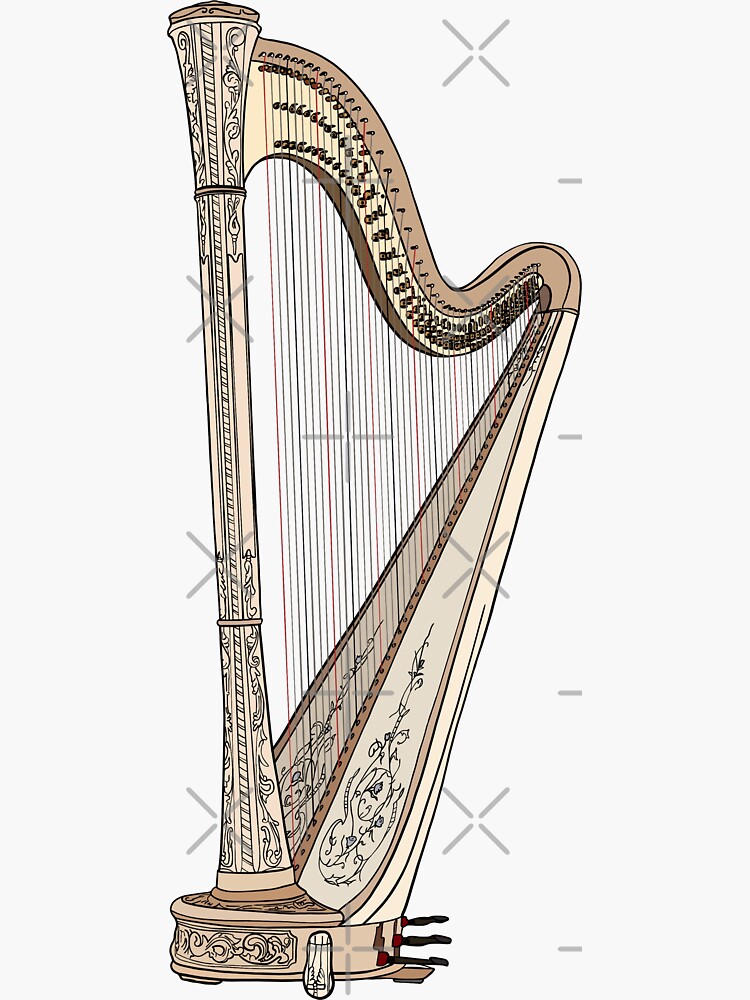 "Realistic Harp" Sticker for Sale by Rocket-To-Pluto | Redbubble