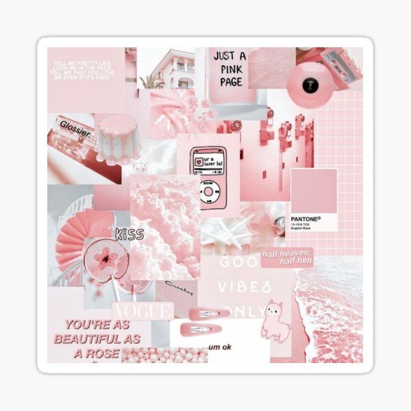 "Light Pink Aesthetics " Sticker by fudgecream | Redbubble