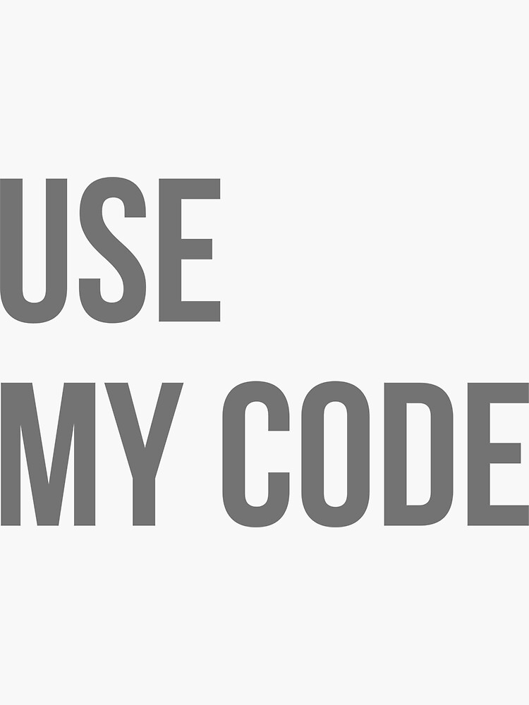 "USE MY CODE" Sticker by naskopanda | Redbubble