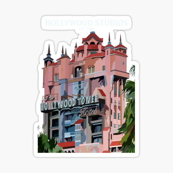 "Hollywood Tower of Terror print" Sticker by georgiamdesigns | Redbubble