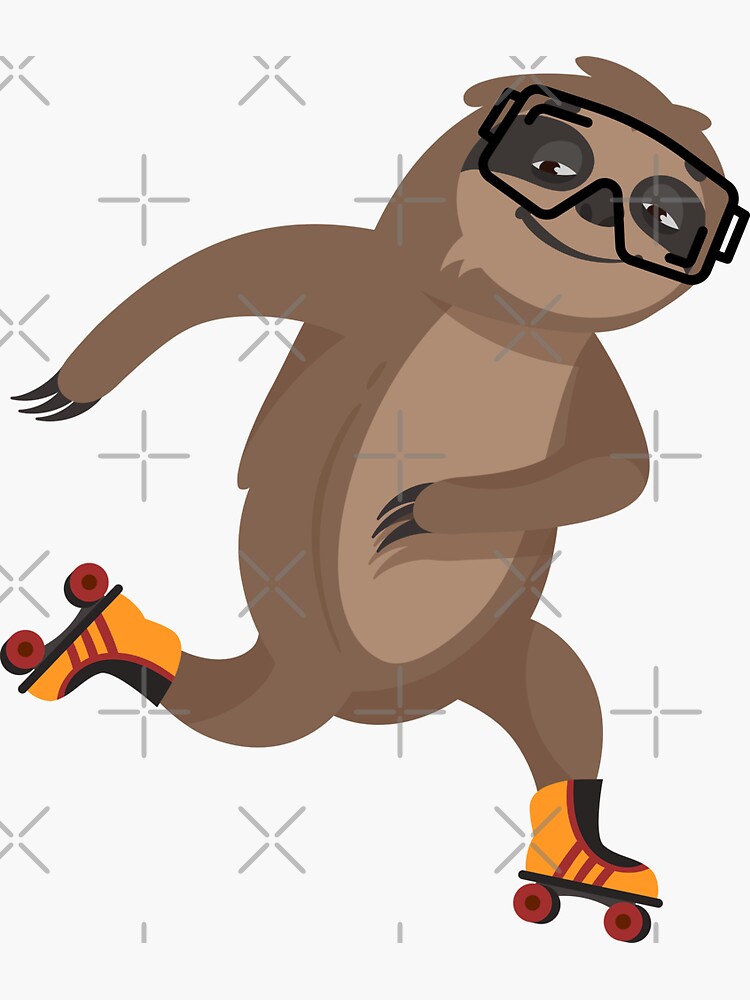 "Sloth Roller Skating" Sticker by CorneliusDesign | Redbubble