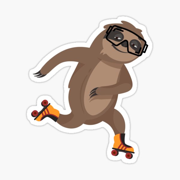"Sloth Roller Skating" Sticker by CorneliusDesign | Redbubble