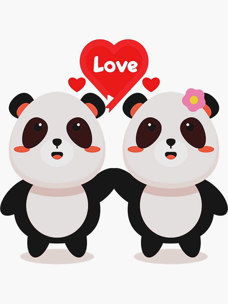 Pegatina «Lindos pandas enamorados» de Petloverr11 | Redbubble