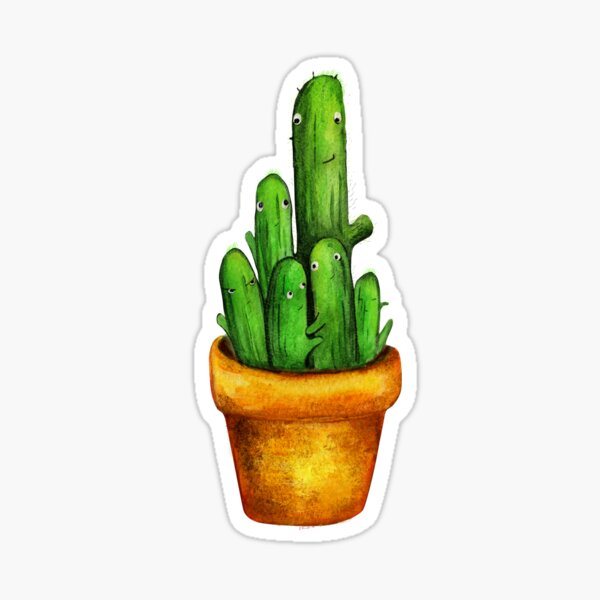"Funny Cactus Illustration" Sticker for Sale by expoplus | Redbubble