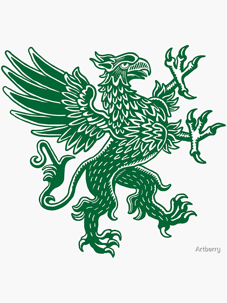 "Griffin - Forest Green and White" Sticker for Sale by Artberry | Redbubble