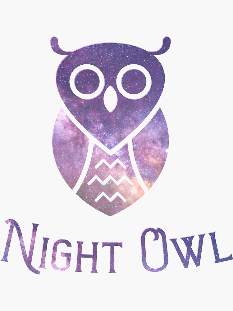 "A Night Owl with Starry Letters" Sticker by KemeDesign | Redbubble