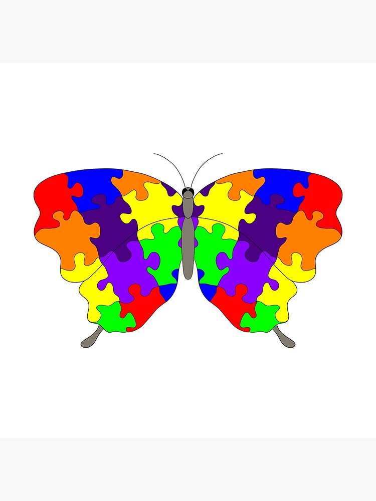 "Autism Butterfly Pieces Of The Puzzle Colorful Cartoon" Poster for ...