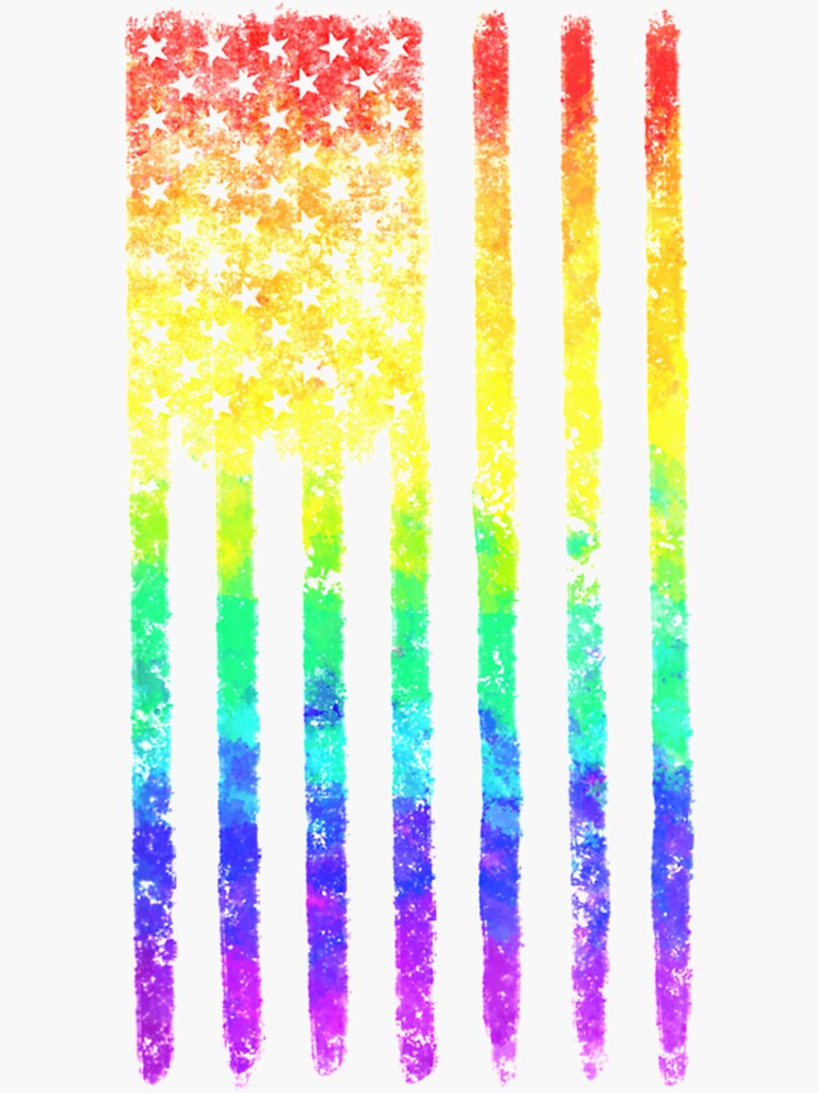 "Unique Distressed Rainbow American Flag Gay Pride Patriot Us" Sticker ...