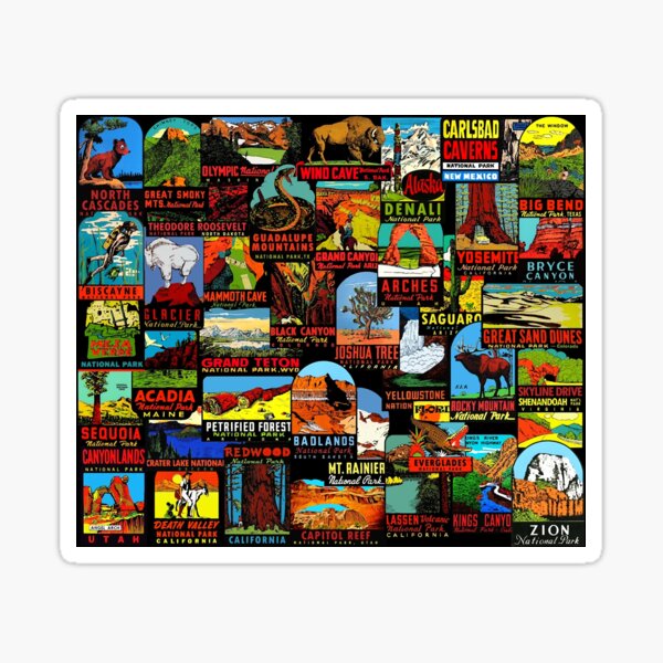 "American National Parks Vintage Travel Decal Bomb Poster" Sticker by ...