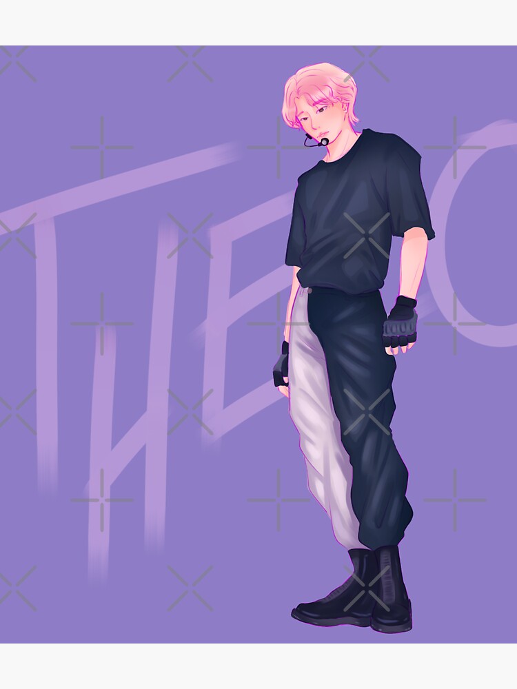 "P1Harmony Theo (Choi Taeyang) Pink Fanart" Sticker by citruslimetime ...