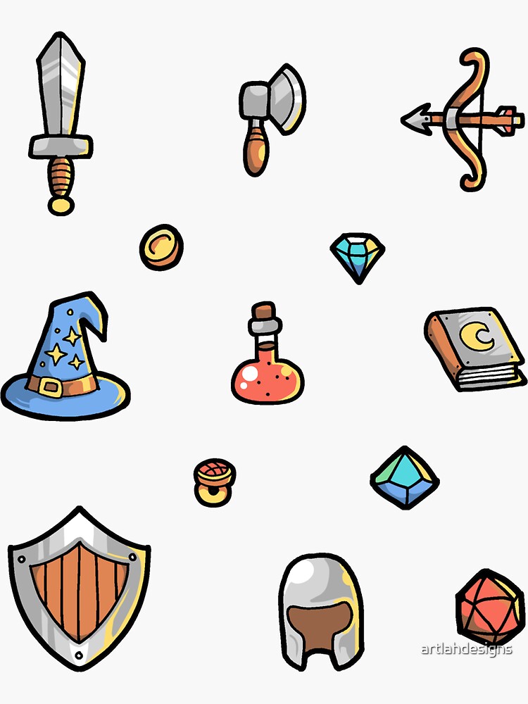 "Magical Epic Loot Sticker Pack" Sticker by artlahdesigns | Redbubble