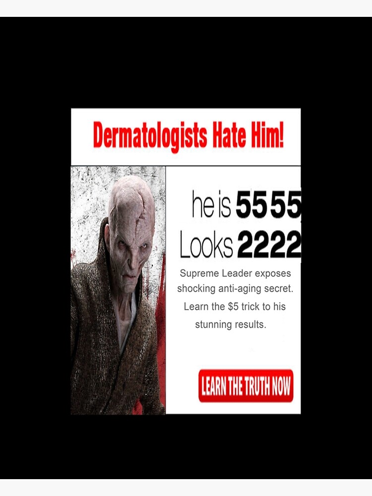 "Dermatologists hate him - Snoke Graphic " Sticker by GagaRidz | Redbubble