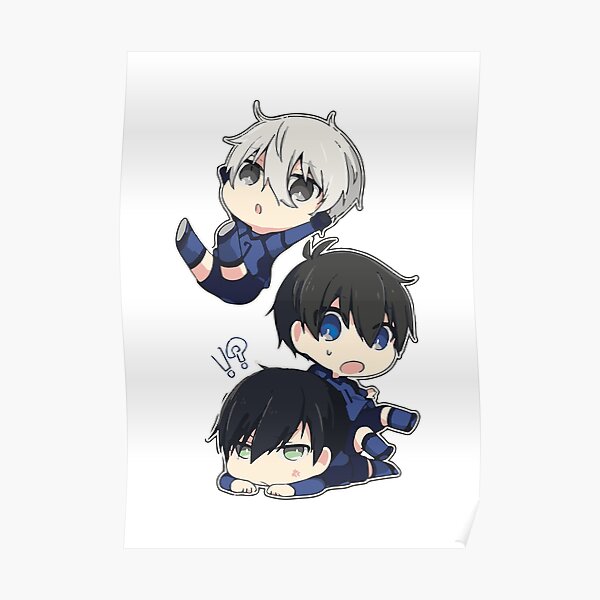 "Blue cute chibi Hyoma Chigiri" Poster for Sale by Mahisterha | Redbubble