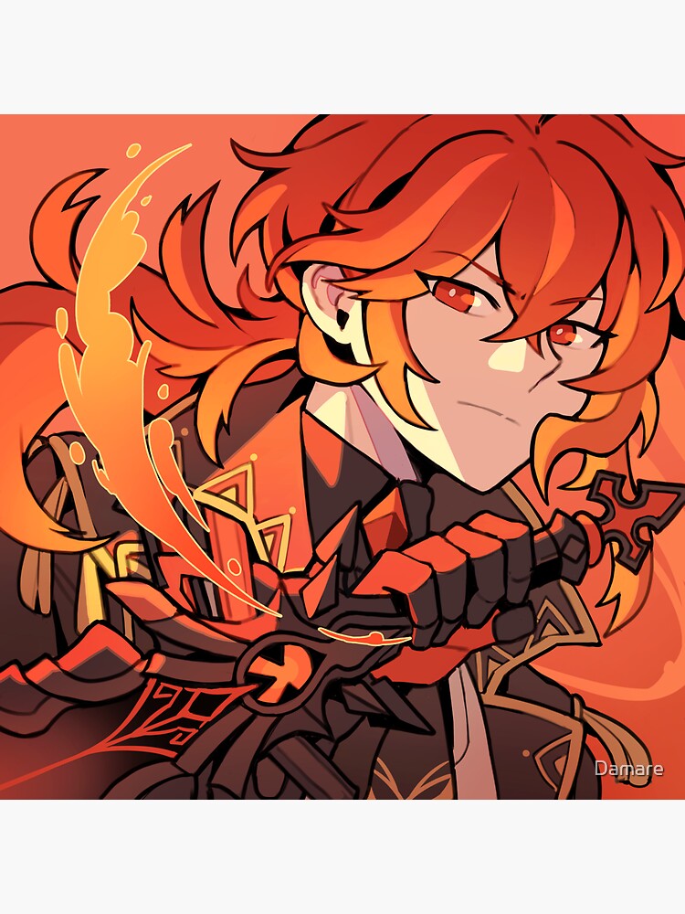 "Diluc" Sticker for Sale by damare | Redbubble