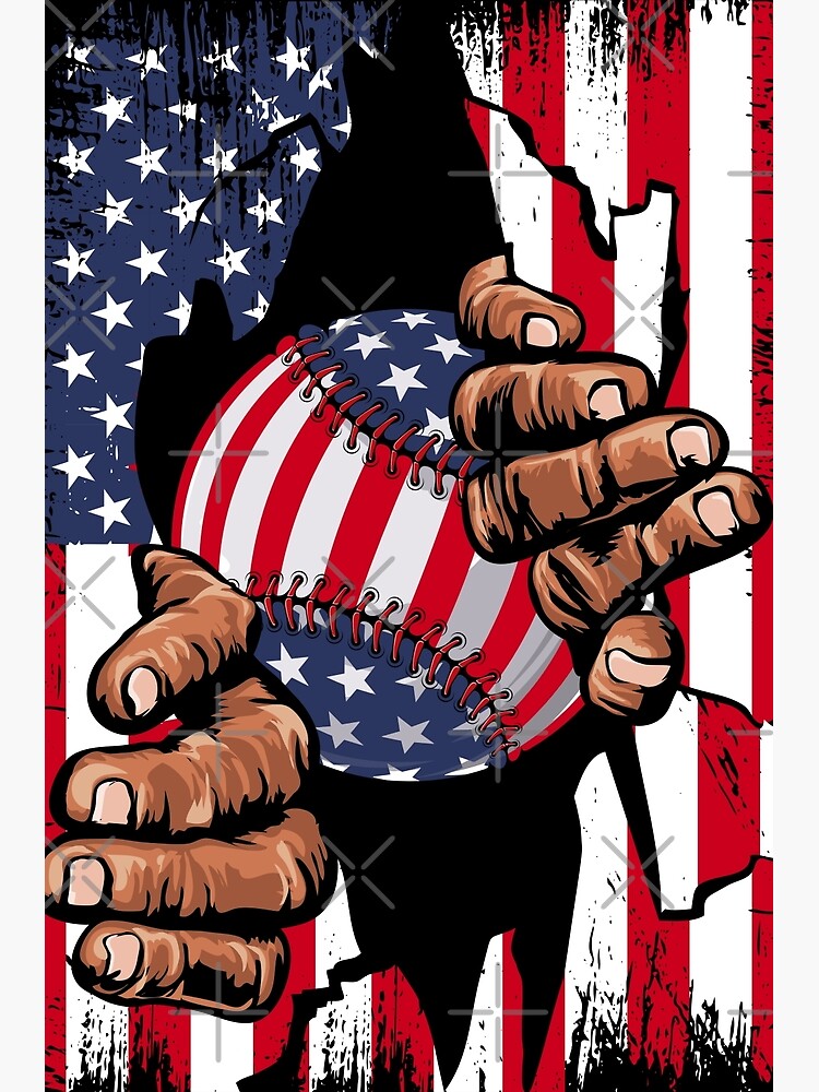 "Baseball Softball American Flag Patriotic 4th of July Catcher Pitcher ...