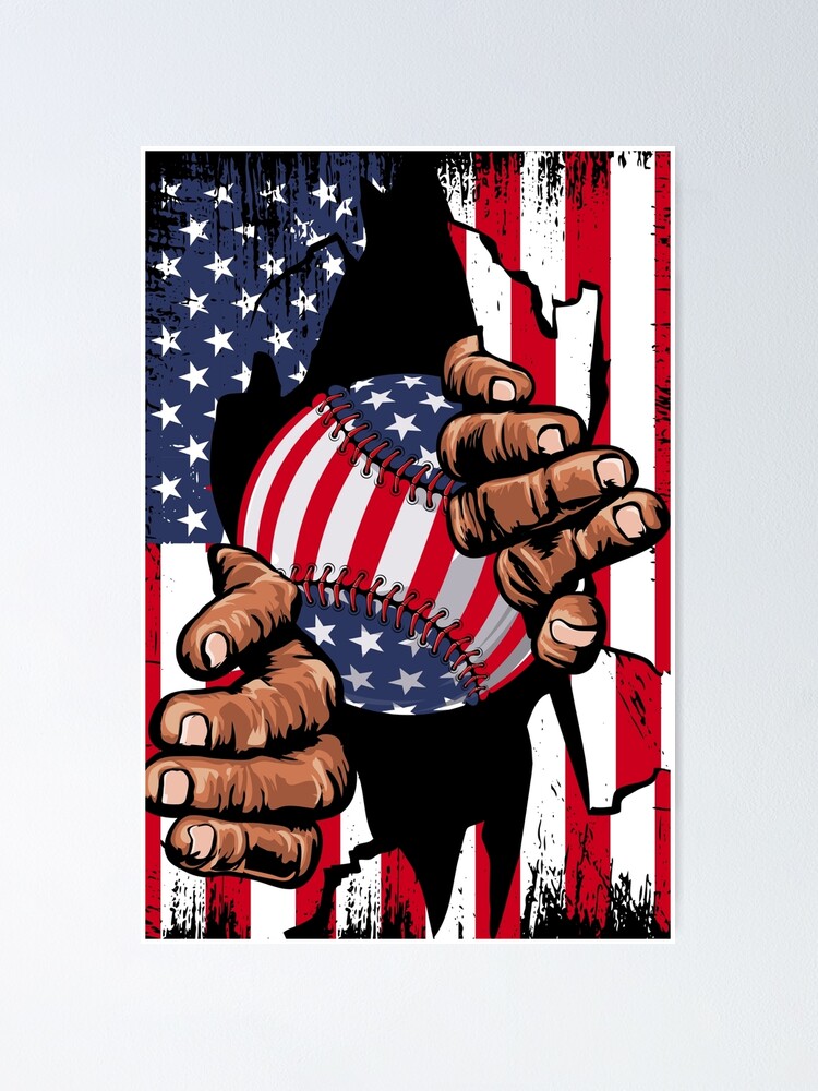 "Baseball Softball American Flag Patriotic 4th of July Catcher Pitcher ...