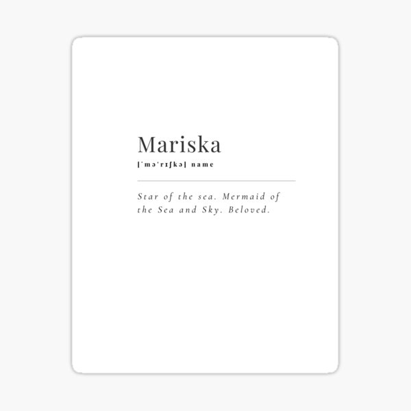 "Mariska Hargitay Mariska Name Definition" Sticker by AlexisValeska ...